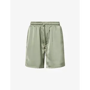HONOR THE GIFT Drawstring Relaxed-fit Satin Shorts Xxl - Sage
