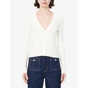 Paige Crimson Stretch-rib Knitted Cardigan