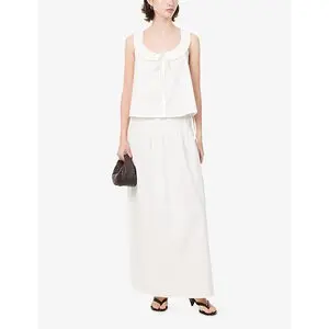 DEIJI STUDIOS Tie-detail Checked Cotton Maxi Skirt
