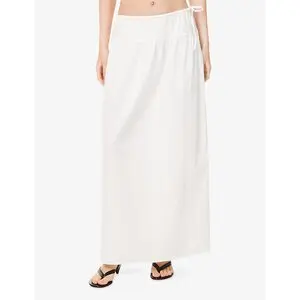 DEIJI STUDIOS Tie-detail Checked Cotton Maxi Skirt