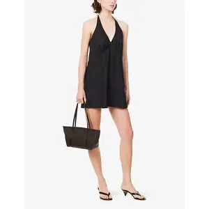DEIJI STUDIOS Cinched Halter Cotton Mini Dress