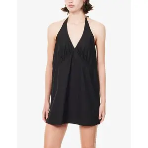 DEIJI STUDIOS Cinched Halter Cotton Mini Dress