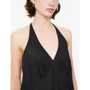 DEIJI STUDIOS Cinched Halter Cotton Mini Dress