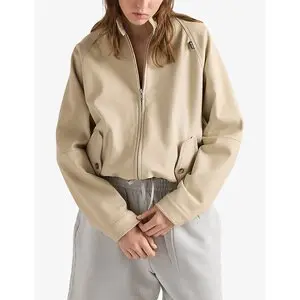 Prada Stand-collar Nappa Leather Blouson Jacket - Neutral