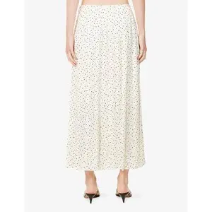 Theory Polka-dot Pleat Woven Maxi Skirt