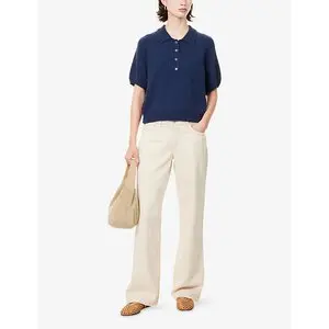Paige Birch Cropped Cotton-blend Polo Top
