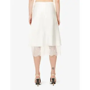 SIR. Ingrid Lace-hem Woven Midi Skirt
