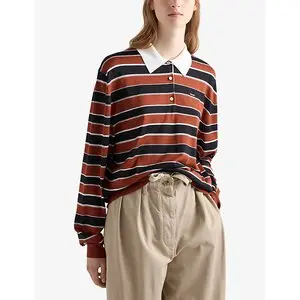 Prada Striped Silk Polo Shirt