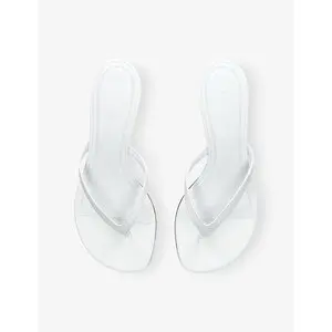 Amina Muaddi Juliette Thong Leather Heeled Sandals - White