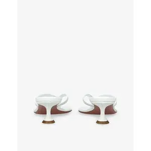 Amina Muaddi Juliette Thong Leather Heeled Sandals - White