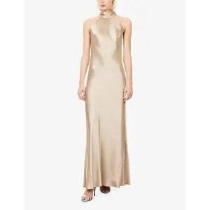 Galvan Sienna Halter-neck Satin Gown