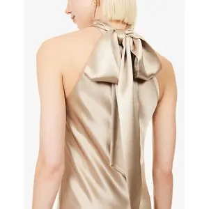 Galvan Sienna Halter-neck Satin Gown