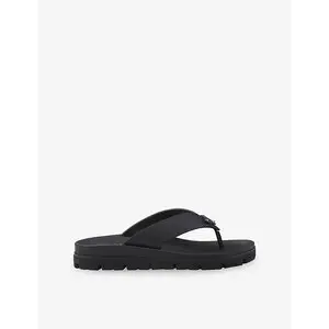 Prada Rubber Thong Sandals With Enamelled Triangle Logo - Black