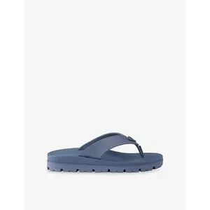 Prada Rubber Thong Sandals With Enamelled Triangle Logo - Blue