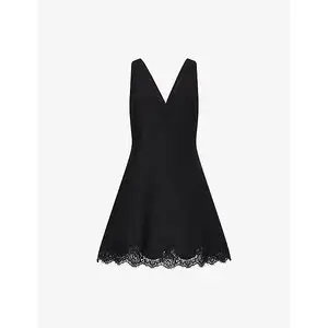 Valentino Garavani Lace-trim Wool And Silk Blend Mini Dress - Nero