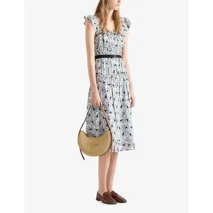 Prada Arqué Small Crochet And Leather Shoulder Bag