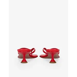 Amina Muaddi Juliette Thong 45 Leather Heeled Sandals - Red