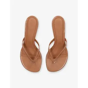 Amina Muaddi Juliette Thong Sandals - Mid Brown