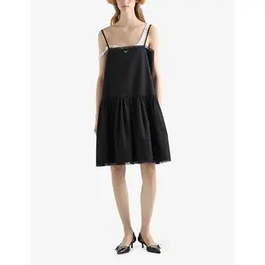 Prada Lace-trim Re-nylon Mini Dress