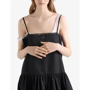 Prada Lace-trim Re-nylon Mini Dress