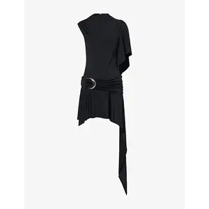 DE LA VALI Asymmetric Jersey Mini Dress - Black