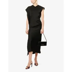 Victoria Beckham Crepe Back Asymmetric-hem Satin Midi Dress - Black