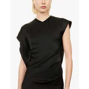 Victoria Beckham Crepe Back Asymmetric-hem Satin Midi Dress - Black