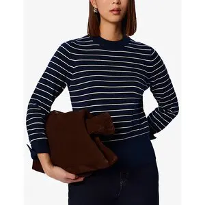 Whistles Striped Round-neck Stretch Cotton-blend Jumper