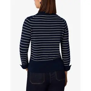 Whistles Striped Round-neck Stretch Cotton-blend Jumper