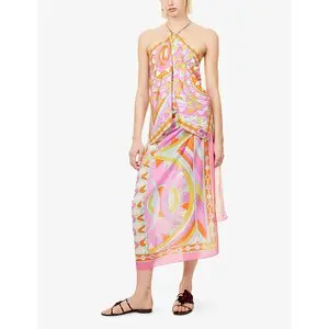 Emilio Pucci Printed Chain Halter-neck Silk Top