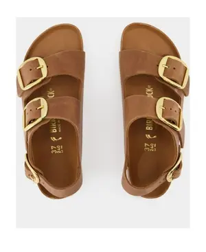 BIRKENSTOCK Logo Flat Sandals - Brown