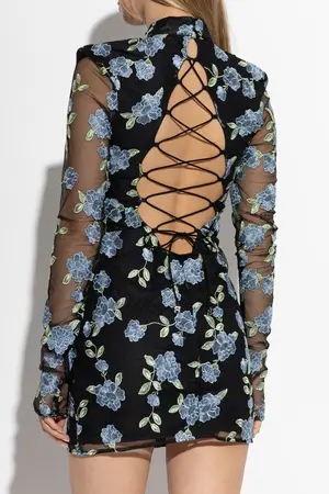 ROTATE BY BIRGER CHRISTENSEN Mesh Embroidered Mini Dress
