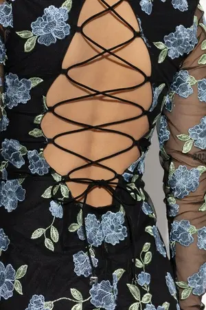 ROTATE BY BIRGER CHRISTENSEN Mesh Embroidered Mini Dress