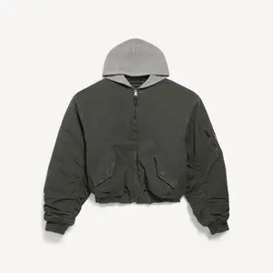 Balenciaga Hooded Zip-up Bomber Jacket - Grey