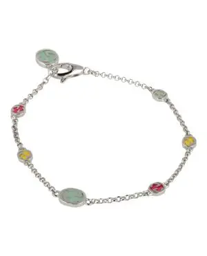 Gucci Sterling Enamel Interlocking G Bracelet - Silver