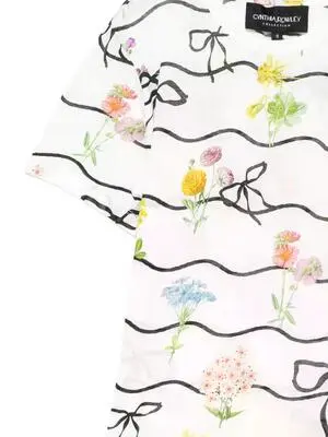 Cynthia Rowley Round Neck Floral Print T-shirt - White