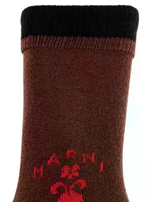 Marni Logo Intarsia Ribbed Trim Socks
