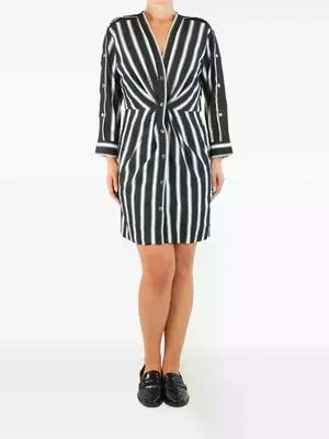 Sandro Striped V-neck Mini Dress - Black