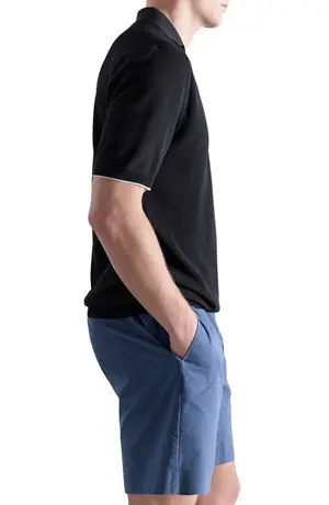 Mango Contrast Trim Piqué Polo - Navy