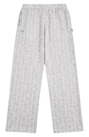 PAPER PLANES Plaid Knit Straight Leg Pants - Grey