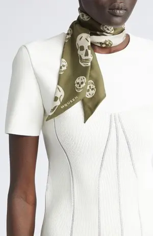 Alexander McQueen Skinny Silk Twill Scarf