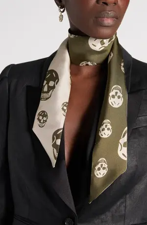 Alexander McQueen Skinny Silk Twill Scarf
