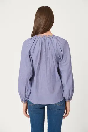 Shoshanna Embroidered Pinstripe Top