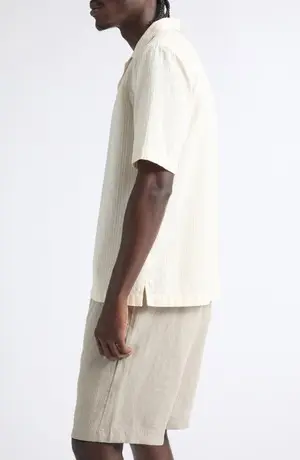 Sunspel Textured Stripe Camp Shirt