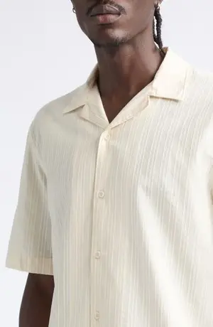 Sunspel Textured Stripe Camp Shirt