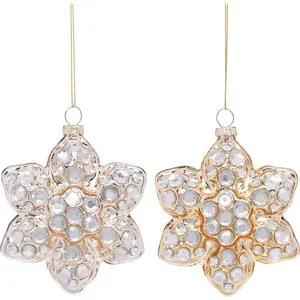 MARK ROBERTS Crystal Star Flower Ornament - Silver