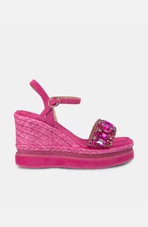 ALMA EN PENA Embellished Platform Wedge Sandals - Pink