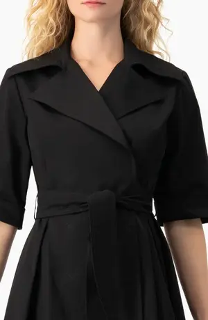 IVONNE Belted Collared Short-sleeve Shirt Mini Dress