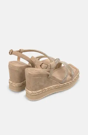 ALMA EN PENA Braided Wedge Sandals With Rhinestone Embellishments