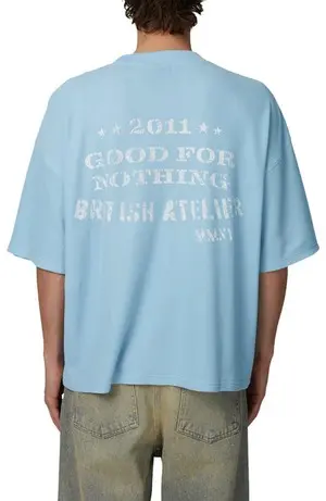 GOOD FOR NOTHING Boxy-fit Stamp T-shirt - Blue